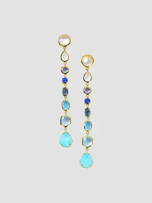 Ippolita Rock Candy 8-stone Waterfall 18k Yellow Gold & Multi-stone Linear Drop Earrings - Mare