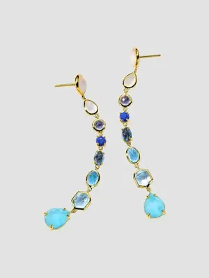 Ippolita Rock Candy 8-stone Waterfall 18k Yellow Gold & Multi-stone Linear Drop Earrings - Mare