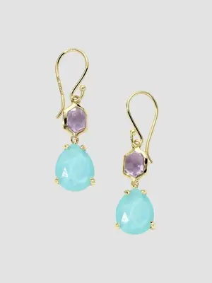 Ippolita Rock Candy Snowman 18k Yellow Gold & Turquoise Doublet Drop Earrings - Amethyst
