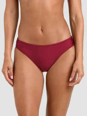 L'Agence Shimmer Solids Nicole Bikini Bottom - Black Cherry