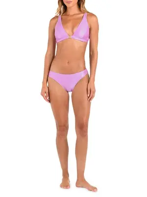 L'Agence Shimmer Solids Nicole Bikini Bottom - Black Cherry