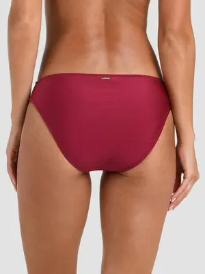 L'Agence Shimmer Solids Nicole Bikini Bottom - Black Cherry