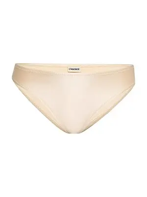 L'Agence Shimmer Solids Nicole Bikini Bottom Champagne
