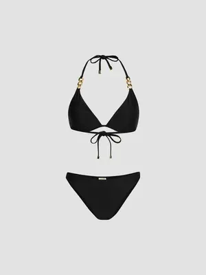 L'Agence Solids Jean Scoop-front Bikini Bottom - Black