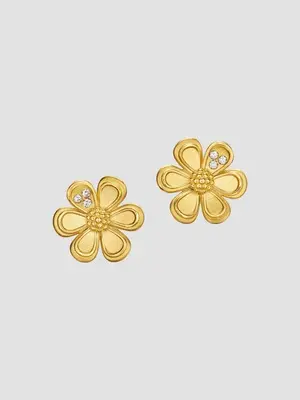 Temple St. Clair Florence86 Fj Golden Flower 18k & 0.05 Tcw Diamond Stud Earrings - Yellow Gold