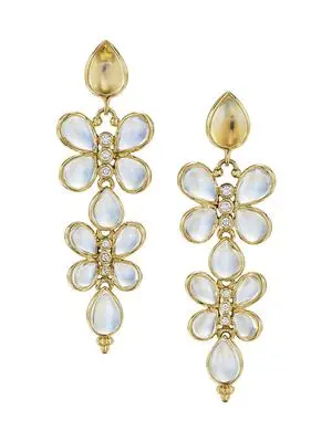 Temple St. Clair Florence86 Fj Luna Flutter 18k Blue Moonstone & 0.13 Tcw Diamond Drop Earrings - Yellow Gold