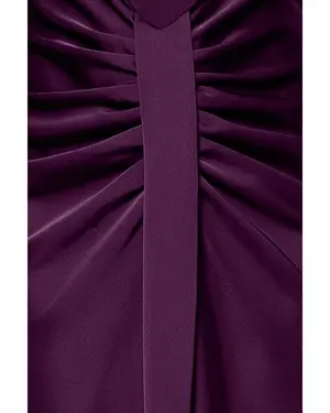 Aqua Halter Mixed Media Gown - Plum