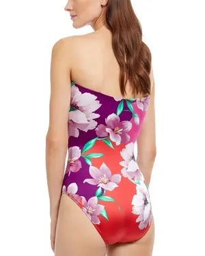 GOTTEX Bella Rose Bandeau One Piece Swimsuit - Multi Cherry