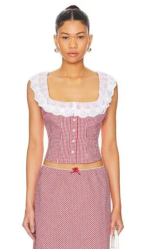 GUIZIO Paloma Top With Lace Trim