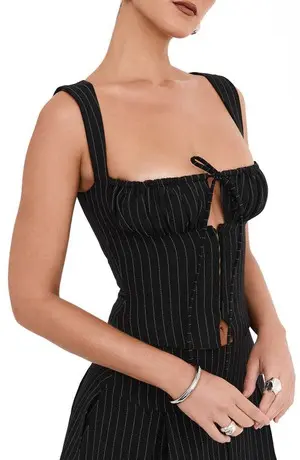 MISTRESS ROCKS Pinstripe Corset Top