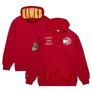 Mitchell & Ness Atlanta Hawks Vintage Logo Fleece Pullover Hoodie - Red