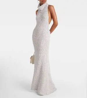 Valentino Garavani Turtleneck Silk Bouclé Maxi Dress