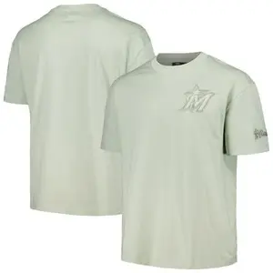 PRO STANDARD Miami Marlins Neutral Cj Dropped Shoulders T-shirt - Mint