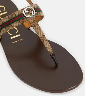 Gucci Leather-trimmed Thong Sandals