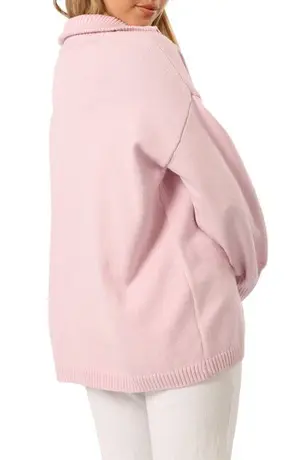 PETAL & PUP Whistler Quarter Zip Sweater - Pink