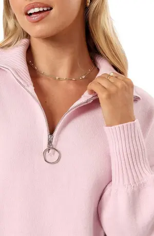 PETAL & PUP Whistler Quarter Zip Sweater - Pink