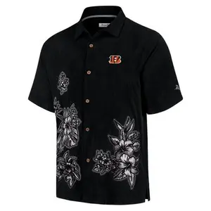 Tommy Bahama Cincinnati Bengals Hibiscus Camp Button-up Shirt - Black