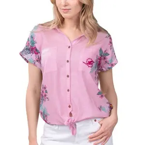 MARGARITAVILLE Miami Dolphins Stadium Tie-front Button-up Shirt