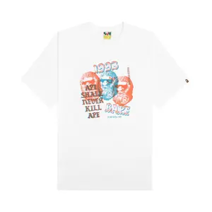 A BATHING APE Pigment Three Ape Head Tee - White