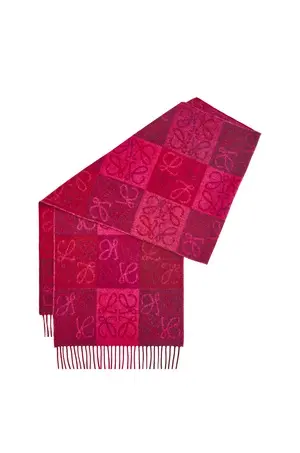 Loewe Scarf In Wool And Cashmere Burgundy/fuchsia