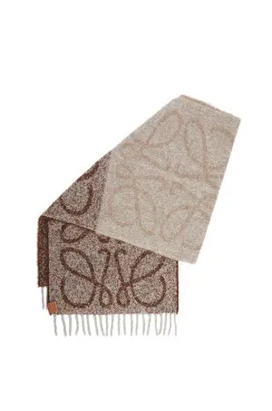 Loewe Anagram Scarf In Alpaca And Wool Brown Nut