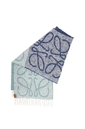 Loewe Anagram Scarf In Alpaca And Wool Light Blue
