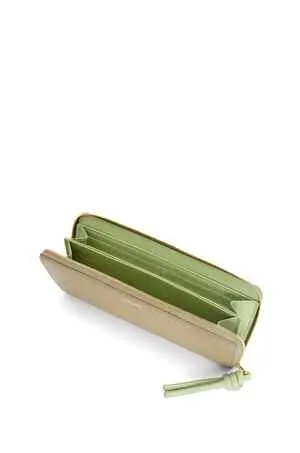Loewe Luxury Knot Zip Around Wallet In Shiny Nappa Calfskin Clay Green/lime Green