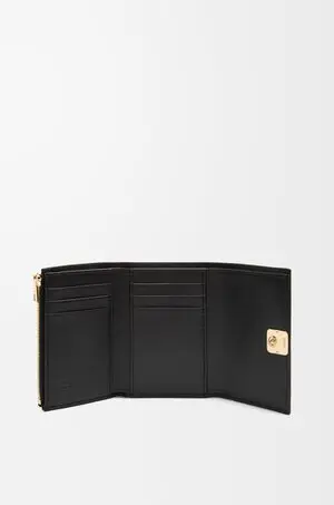 Loewe Puffer Anagram Small Vertical Wallet In Shiny Nappa Leather Skin - Black