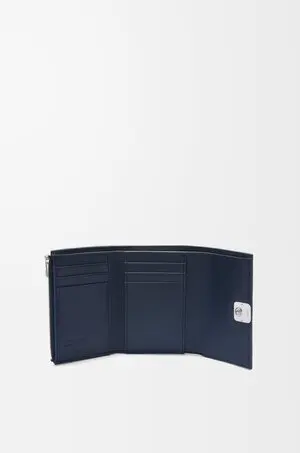 Loewe Puffer Anagram Small Vertical Wallet In Shiny Nappa Leather Skin - Deep Navy