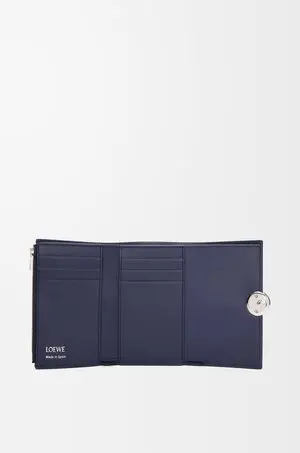 Loewe Pebble Small Vertical Wallet In Shiny Nappa Leather Skin Abyss Blue