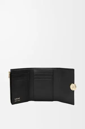 Loewe Pebble Small Vertical Wallet In Shiny Nappa Leather Skin - Black