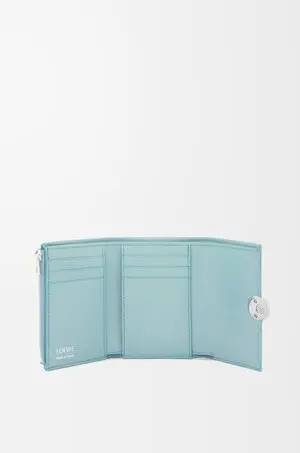 Loewe Pebble Small Vertical Wallet In Shiny Nappa Leather Skin Water