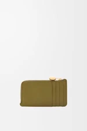 Loewe Pebble Coin Cardholder In Shiny Nappa Leather Skin Olive