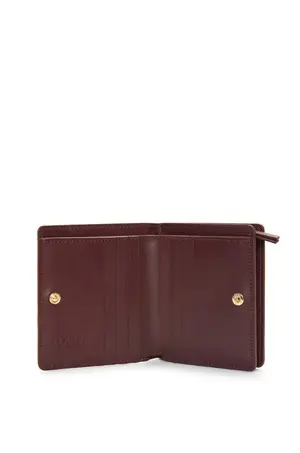 Loewe Luxury Puzzle Compact Zip Wallet In Classic Calfskin Burgundy/vivid Orange