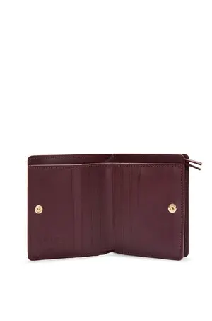 Loewe Luxury Puzzle Compact Zip Wallet In Classic Calfskin - Sahara/burgundy/anise