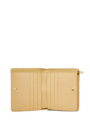 Loewe Luxury Puzzle Compact Zip Wallet In Classic Calfskin Sunflower /dark Butter