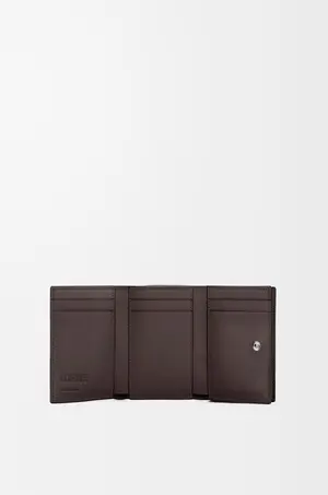 Loewe Trifold Wallet In Satin Leather Skin - Dark Brown