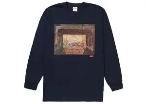 Supreme Martin Wong Attorney Street Long Sleeve Tee Shirt - Navy Blue