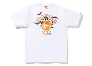 A BATHING APE Halloween Jack O' Lantern College Tee Shirt - White