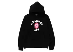 A BATHING APE Abc Camo College Organic Cotton Pullover Hoodie - Black/pink