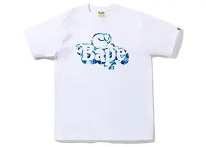 A BATHING APE Abc Camo Milo On Tee Shirt - White Blue
