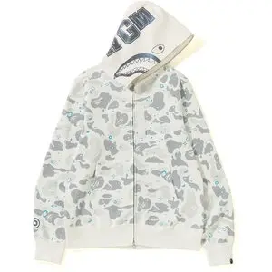 A Bathing Ape Space Camo Shark Full Zip Hoodie - White | Editorialist