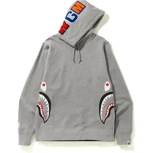 A BATHING APE Side Zip Shark Wide Pullover Hoodie - Grey/blue