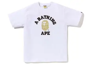 BAPE Logo Monogram College Tee Shirt White Beige