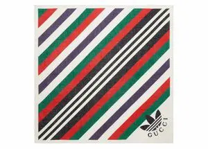 Gucci X Adidas Stripe Print Cotton Scarf - Ivory/red