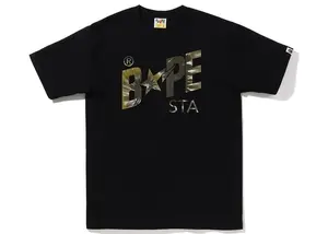 A BATHING APE Tie Dye Sta Logo Tee Shirt Black Black
