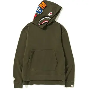 A BATHING APE Vintage Wash Shark Wide Pullover Hoodie - Olive Drab