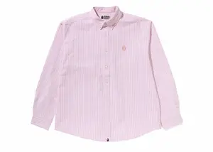A BATHING APE Ape Head One Point Logo Stripes Shirt