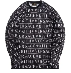 Kith X Versace Monogram Tricot Crewneck Sweatshirt - Black