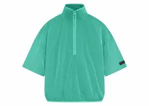 Fear Of God Eshort Sleeveentials Crinkle Nylon Halfzip Short Sleeve Shirt Mint Leaf